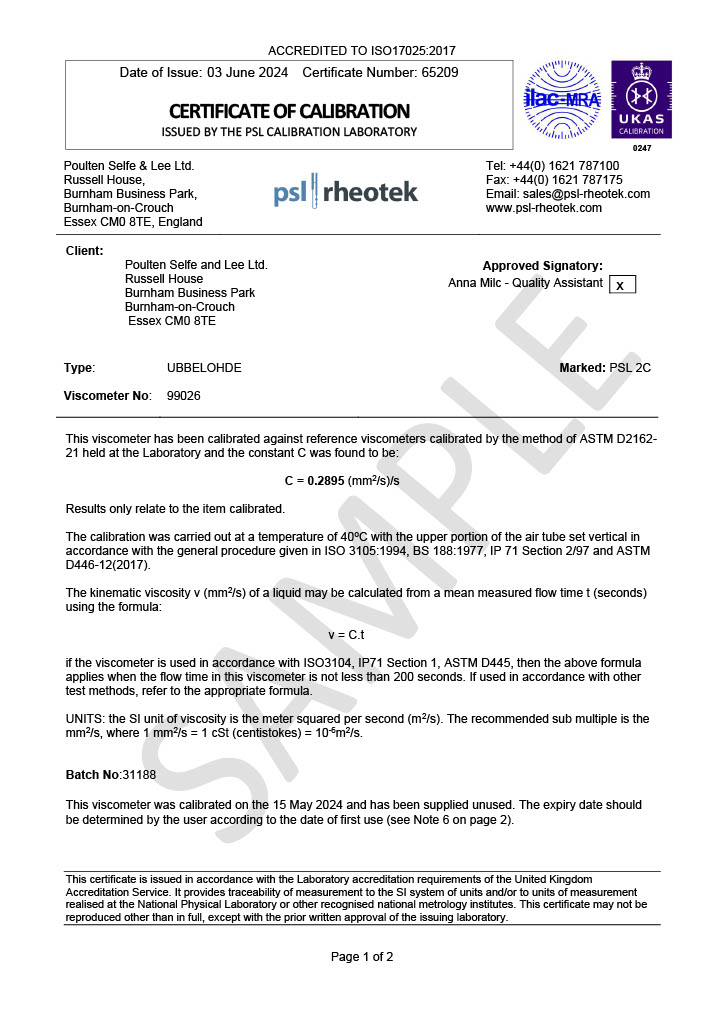 Suspended-Level Shortened Form Viscometer | Transparent | 1628/01 Size ...